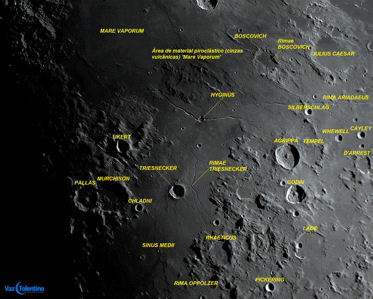 HYGINUS: a maior cratera vulcânica da face visível da Lua. | Vaz ...